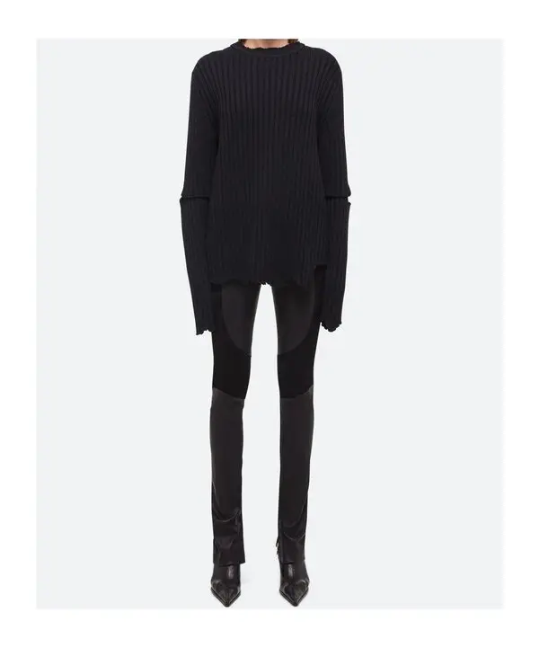 Helmut Lang Distressed Ribbed Knit Jumper
