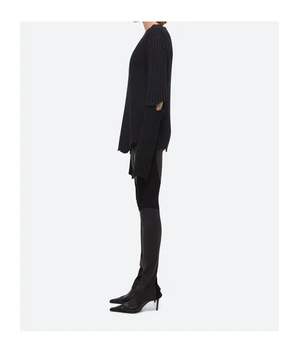 Helmut Lang Distressed Ribbed Knit Jumper