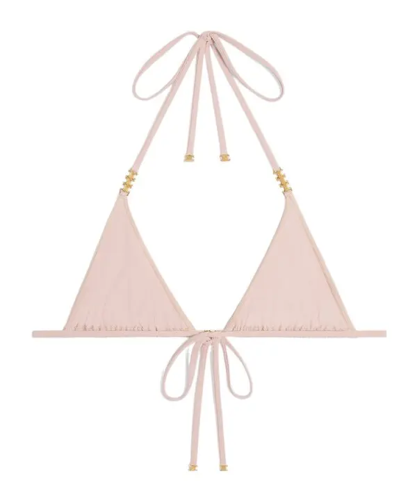 Celine Triomphe Triangle Top In Matte Jersey With Lace-up Details - Shell Rose