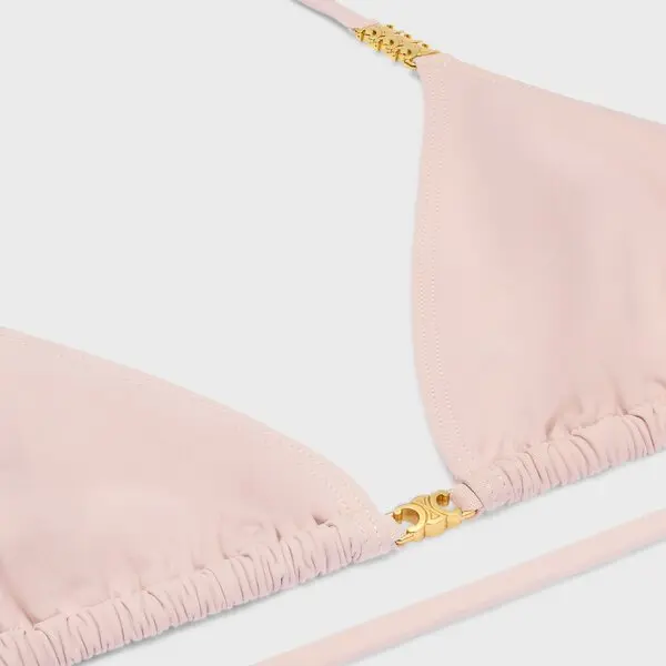 Celine Triomphe Triangle Top In Matte Jersey With Lace-up Details - Shell Rose