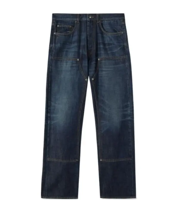 Palm Angels Monogram Embroidered High Waist Jeans