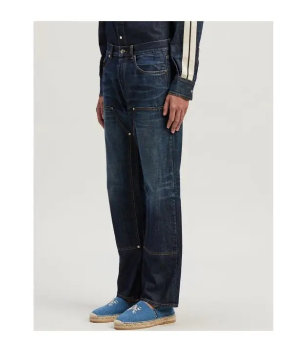 Palm Angels Monogram Embroidered High Waist Jeans