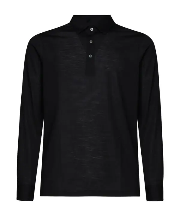 GIULIANO GALIANO Buttoned Virgin Wool Polo Shirt