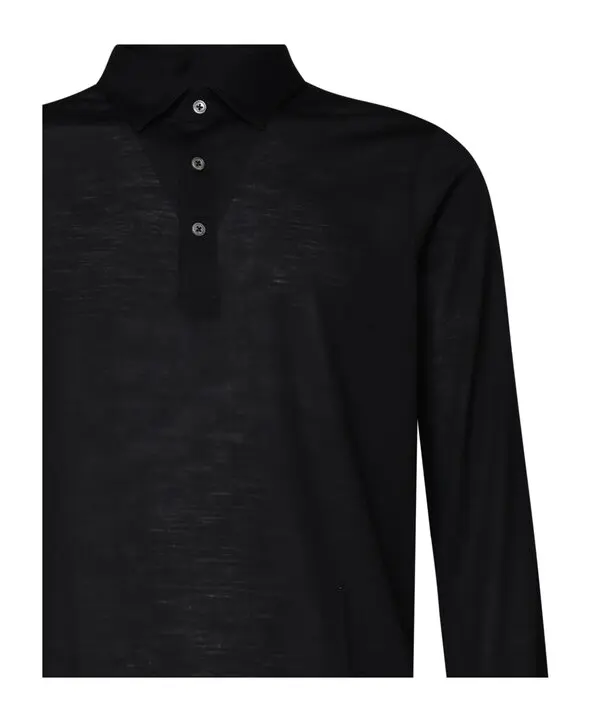 GIULIANO GALIANO Buttoned Virgin Wool Polo Shirt