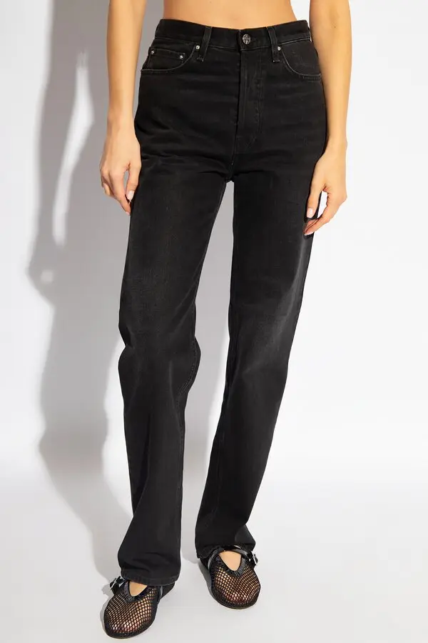TOTEME Logo Patch Straight Leg Jeans - Black