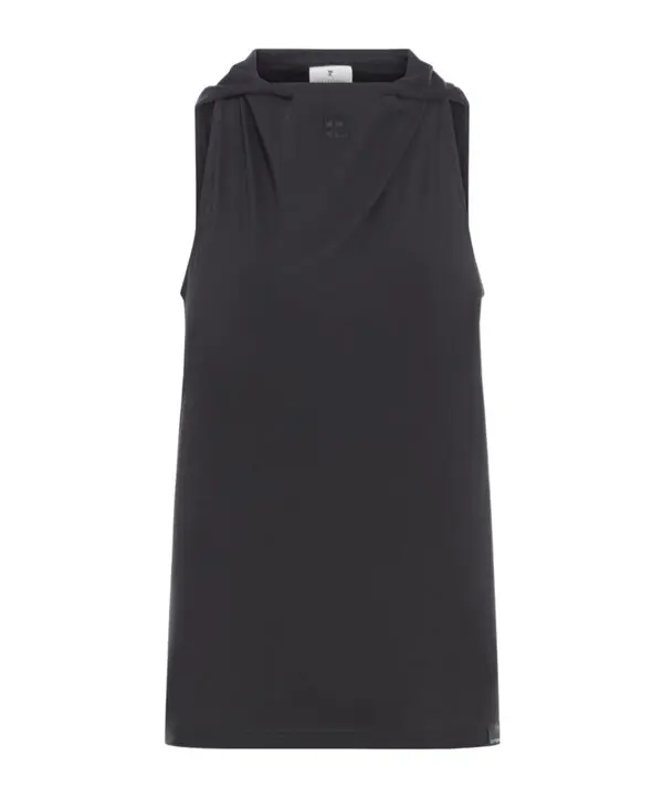 COURREGES Embroidered Logo Sleeveless Top - Black