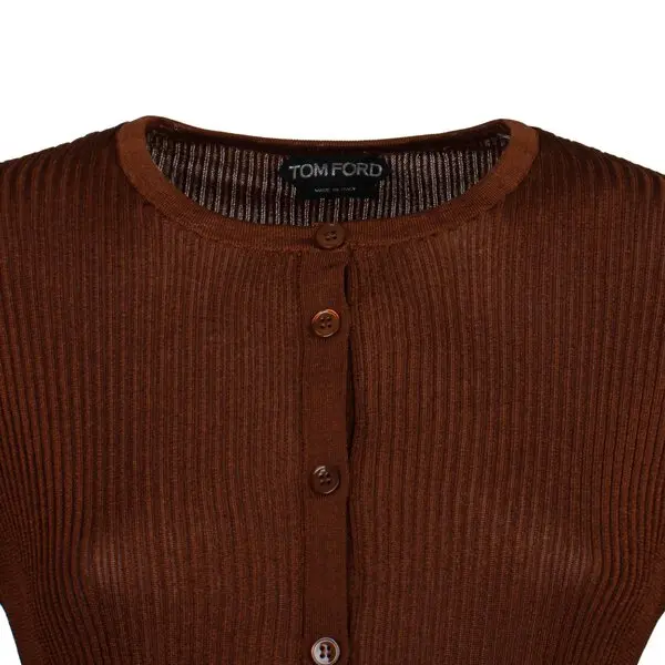 TOM FORD Ribbed Button-up Cardigan - Brown