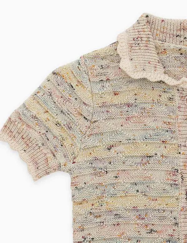 Zimmermann Speckle-knit Short-sleeve Cardigan