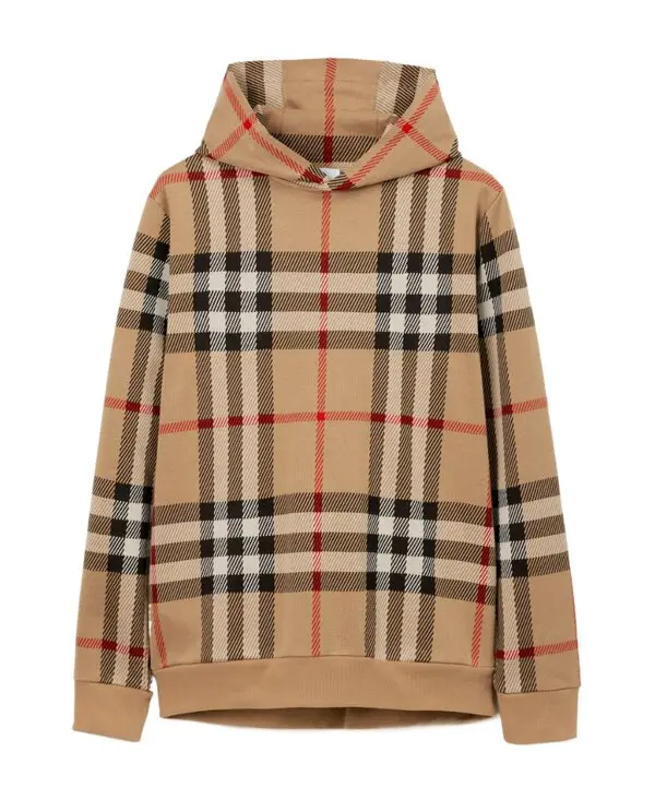 Burberry Checked Long Sleeve Hoodie - Brown