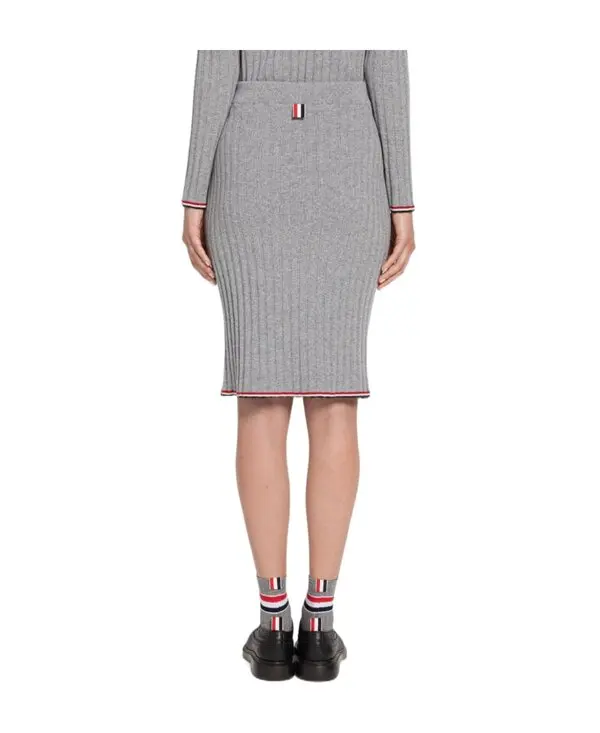 Thom Browne Ribbed-knit Cashmere Pencil Skirt With Striped Detailing
