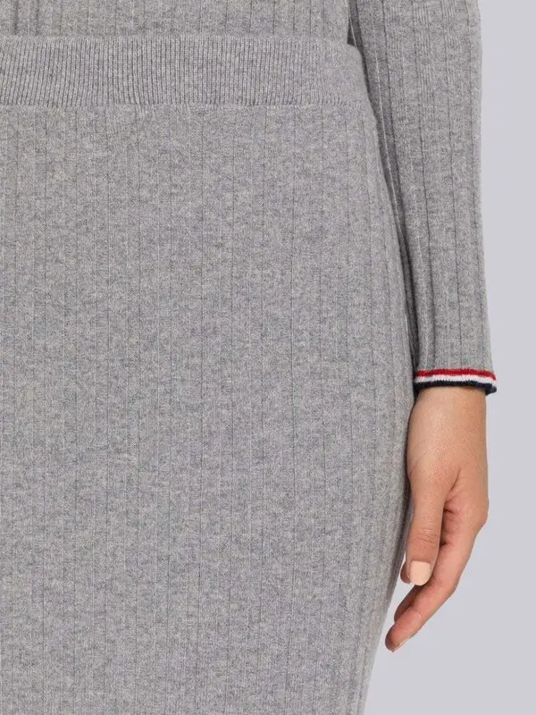 Thom Browne Ribbed-knit Cashmere Pencil Skirt With Striped Detailing