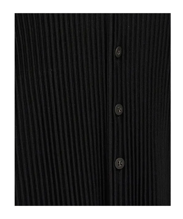 Issey Miyake Pleated V-neck Waistcoat - Black