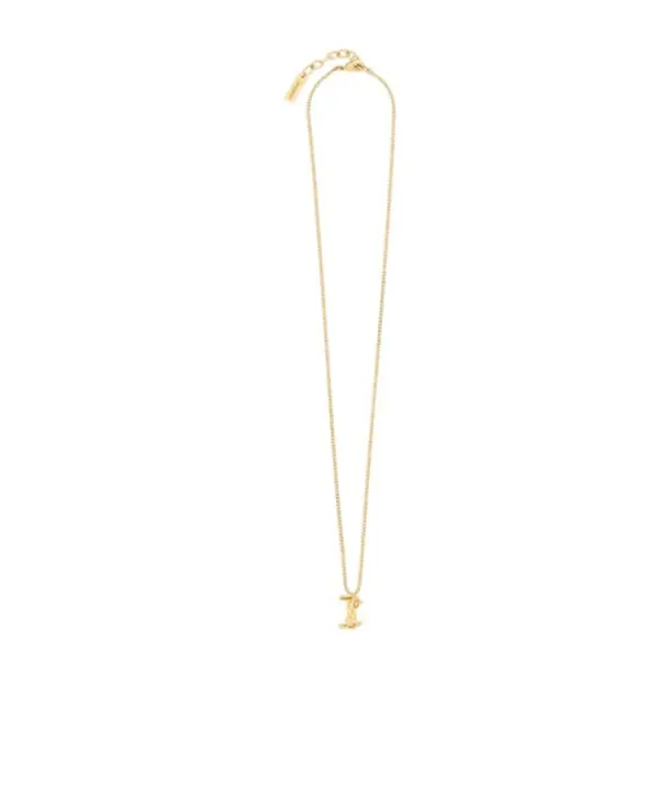 Saint Laurent Cassandre Chained Necklace With Twisted Double Ring Pendant - Yellow