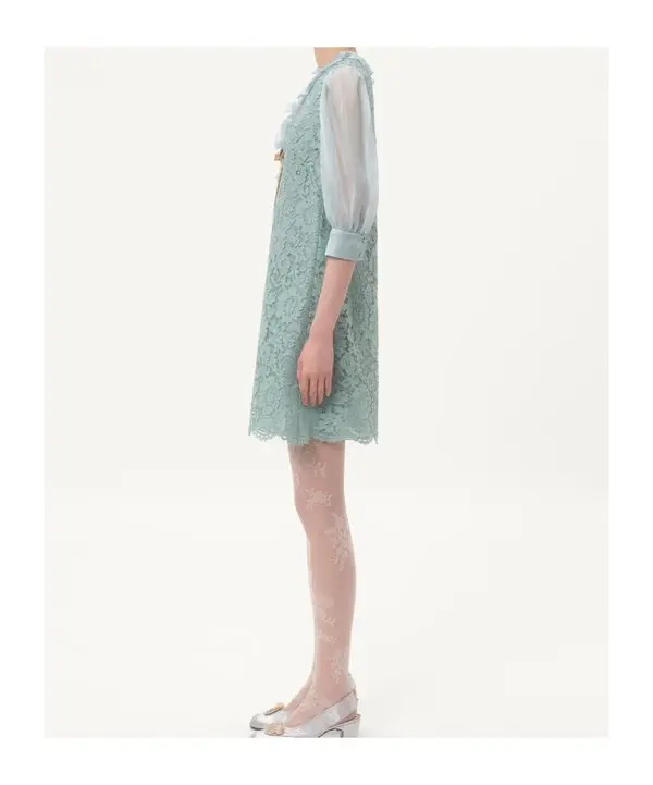 Valentino Garavani Lace Detailed V-neck Mini Dress
