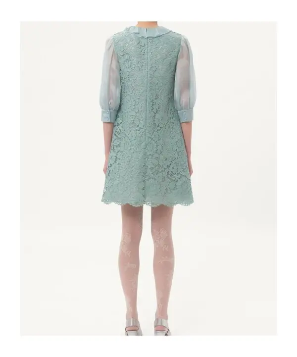 Valentino Garavani Lace Detailed V-neck Mini Dress