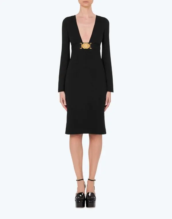 Moschino Smiley Buckled V-neck Dress