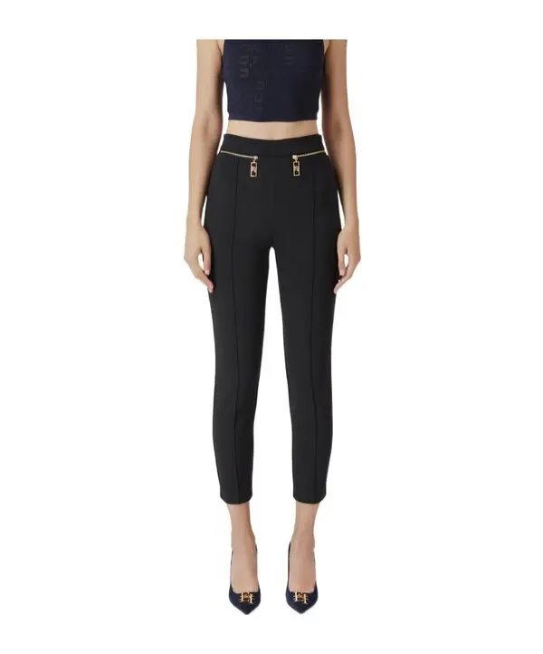 Elisabetta Franchi Straight-leg Zip Detailed Crepe Trousers