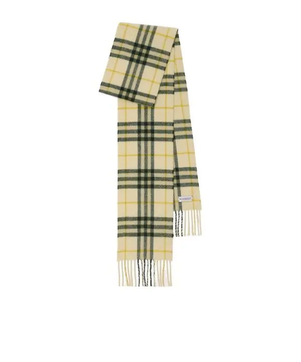 Burberry Checked Fringe Detailed Scarf - Candle