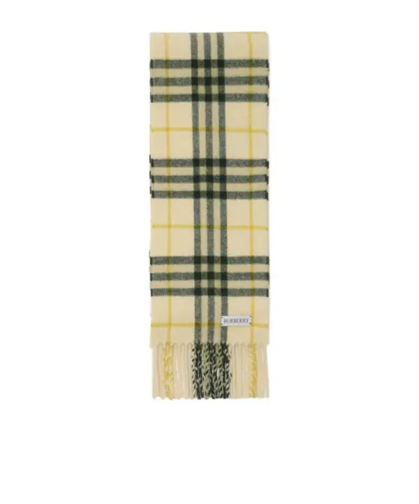 Burberry Checked Fringe Detailed Scarf - Candle