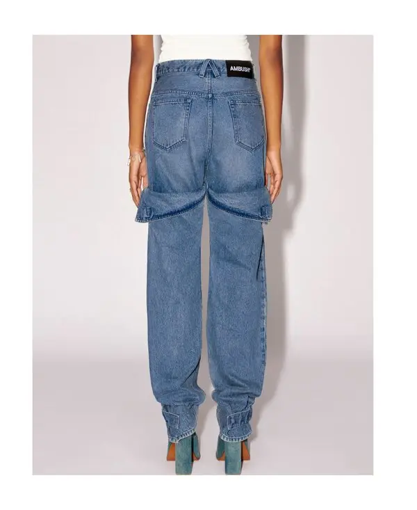 AMBUSH Detailed Mid-rise Straight-leg Jeans - Blue