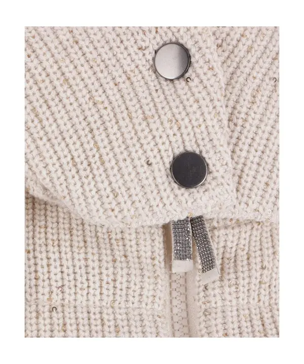 Brunello Cucinelli Knitted Gilet With Crystal Sequins - White