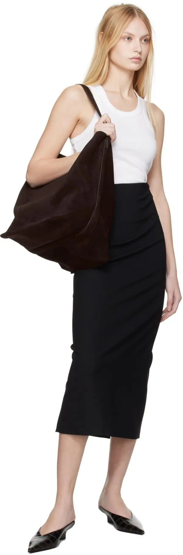 LOULOU STUDIO Midi Pencil Skirt With Side Zippers And Back Slits