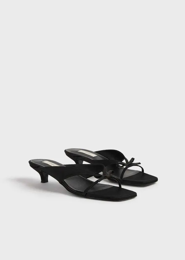 TOTEME Bow-detailed Kitten Heel Sandals - Black