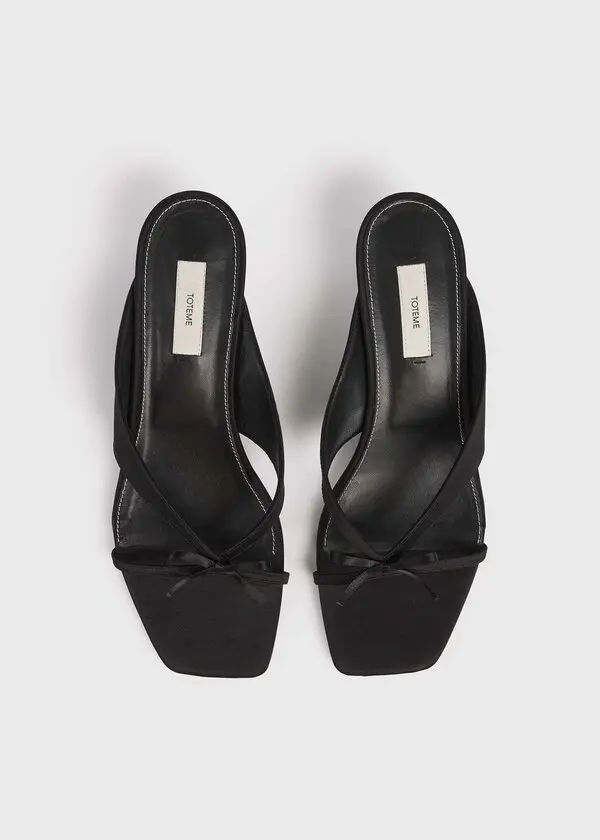 TOTEME Bow-detailed Kitten Heel Sandals - Black