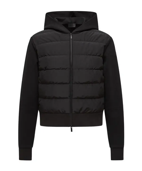 Moncler Zip-up Quilted Hooded Jacket - Black