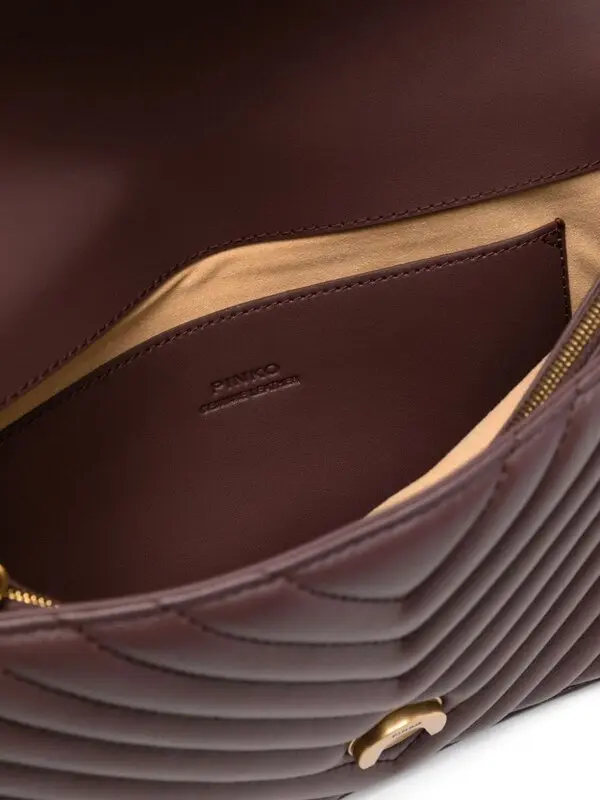 Pinko Classic Love One Chevron Crossbody Bag - Brown