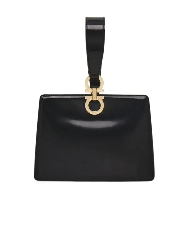 FERRAGAMO Logo Printed Wristband Clutch Bag - Black