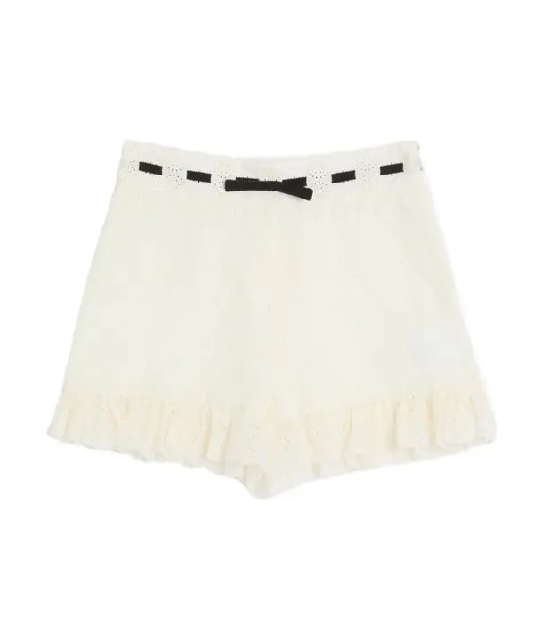 Valentino Garavani Ruffle-hem Bow Detailed Shorts - Ivory White