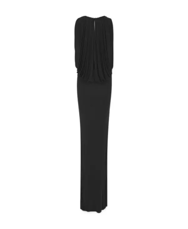 Saint Laurent Sleeveless Draped V-neck Maxi Dress