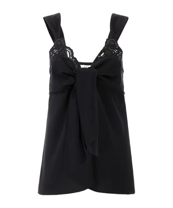 Chloé Lace Trimmed Silk Camisole - Black