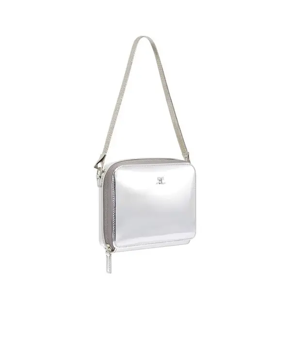 COURREGES Cloud Chained Logo Plaque Shoulder Bag - Silver