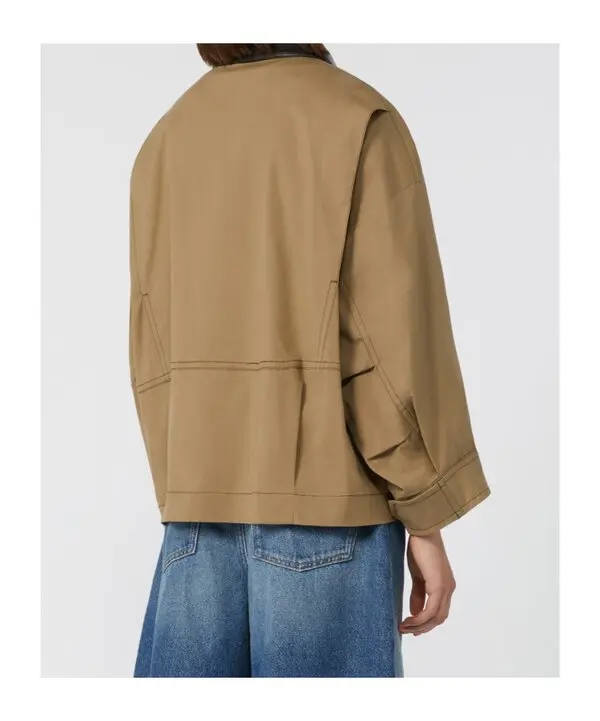 Max Mara Water-repellent Cotton Jacket With Leather Collar