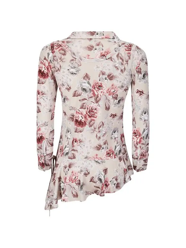 Acne Studios Floral Printed Asymmetric Long Sleeve Blouse