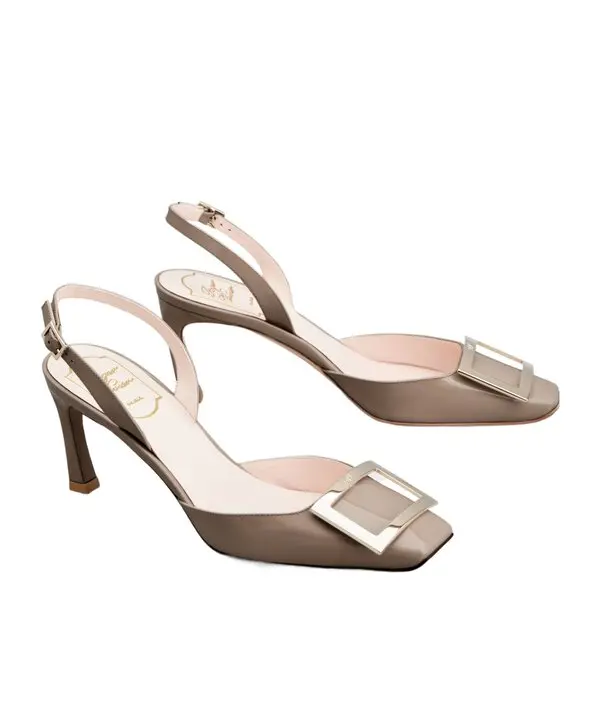 ROGER VIVIER Trompette Buckle Slingback Pumps - Beige