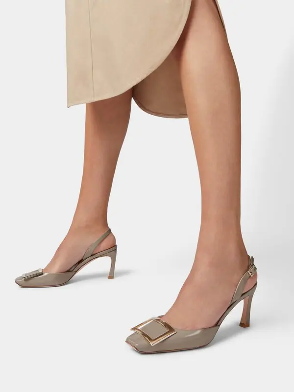 ROGER VIVIER Trompette Buckle Slingback Pumps - Beige