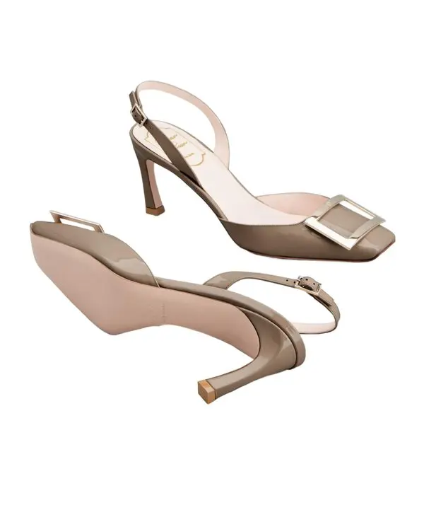 ROGER VIVIER Trompette Buckle Slingback Pumps - Beige
