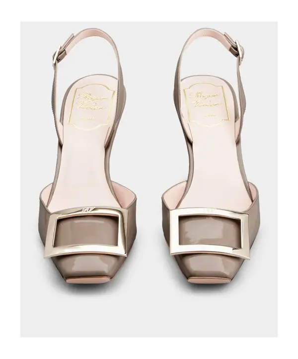 ROGER VIVIER Trompette Buckle Slingback Pumps - Beige