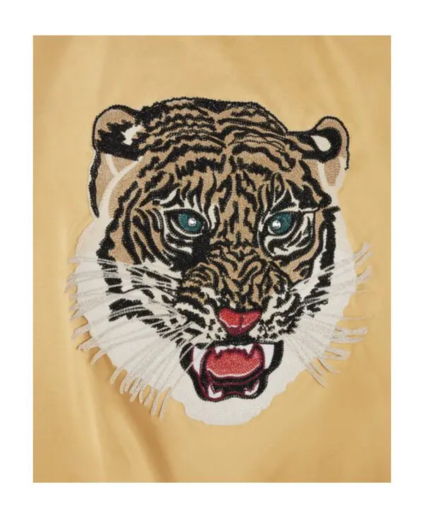 Celine Embroidered Tiger Teddy Jacket In Satin-finish Nylon