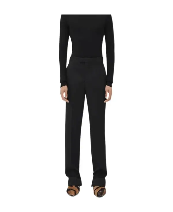 Bottega Veneta Slim Leg Compact Wool Trousers - Black