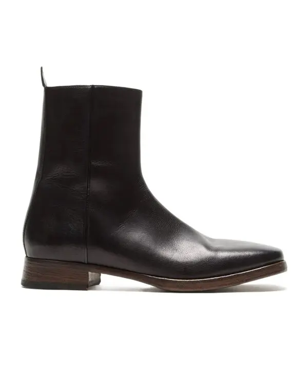 Acne Studios Square-toe Leather Ankle Boots With Distressed Sole
