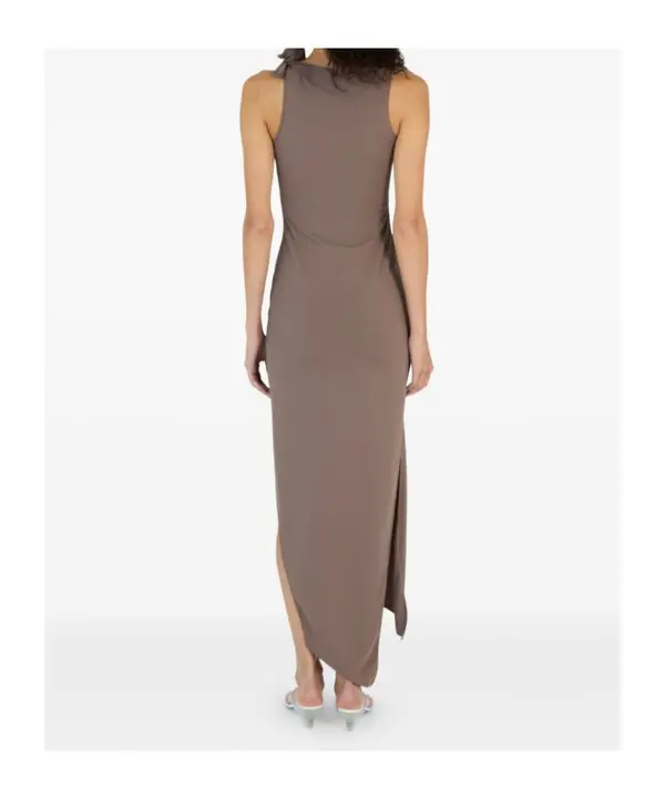 Coperni Asymmetrical Dress With Floral Appliqu - Brown