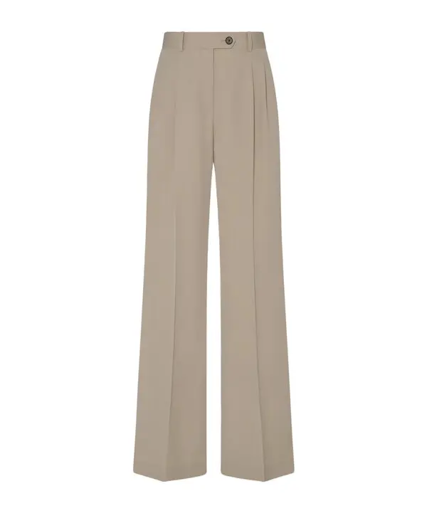 THE ROW Virgil Wool Gabardine Trousers - Stone