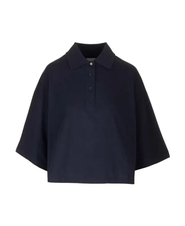 Bottega Veneta Cropped Cotton Piqué Polo - Black