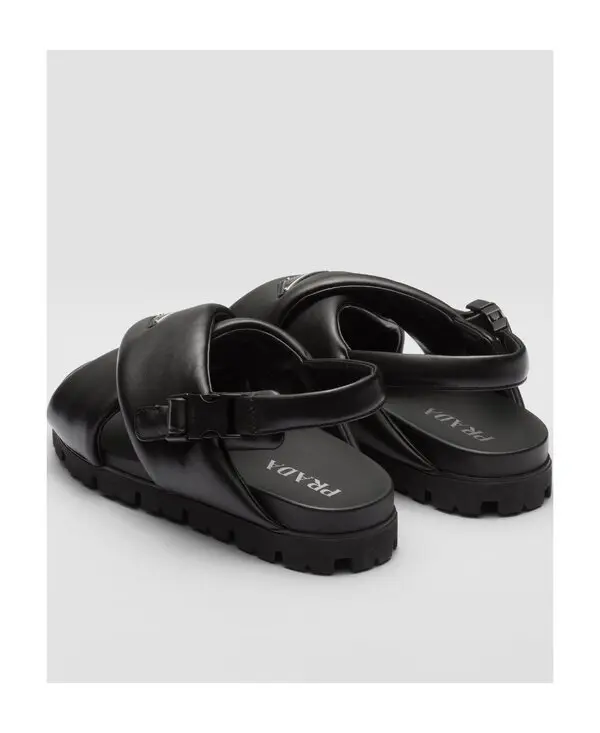 Prada Padded Nappa Leather Crisscross Sandals