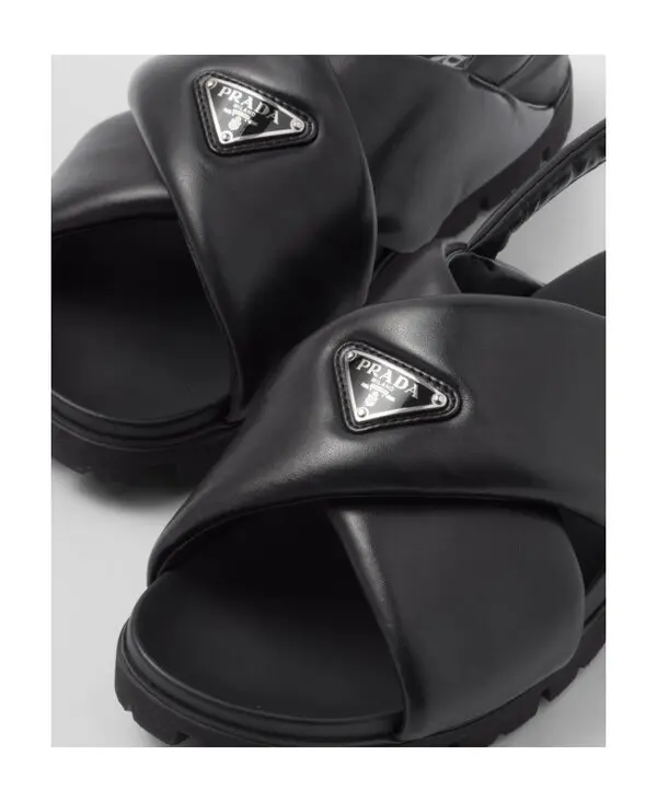 Prada Padded Nappa Leather Crisscross Sandals
