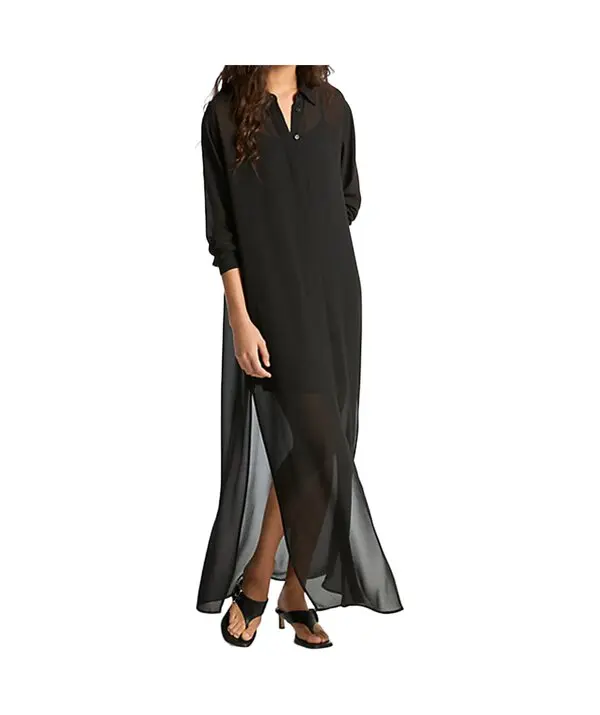 Michael Kors Sheer Belted Shirt Dress